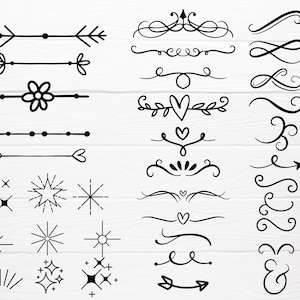 100 Elements Bundle Svg for Cut File, Swir Svg,line Art Svg,border Svg ...