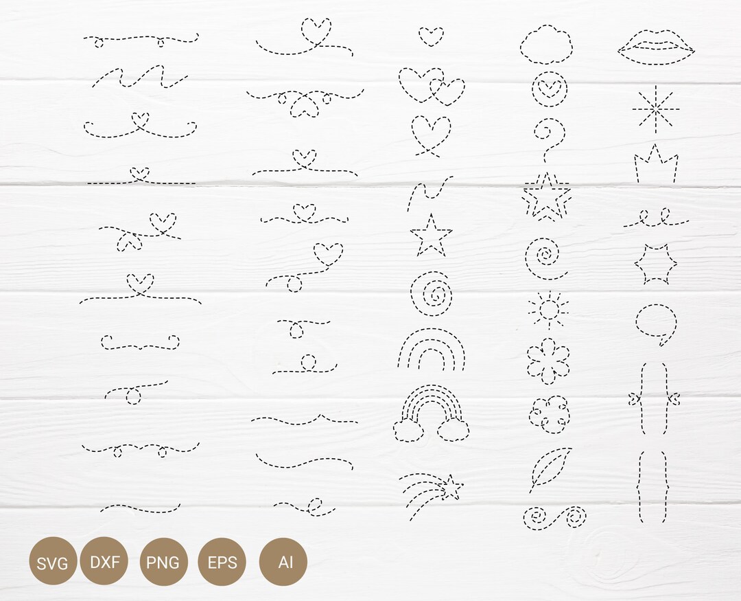 Dot Heart Lines Bundle,svg Cut Files for Cricut,doodle Line,hand Drawn ...