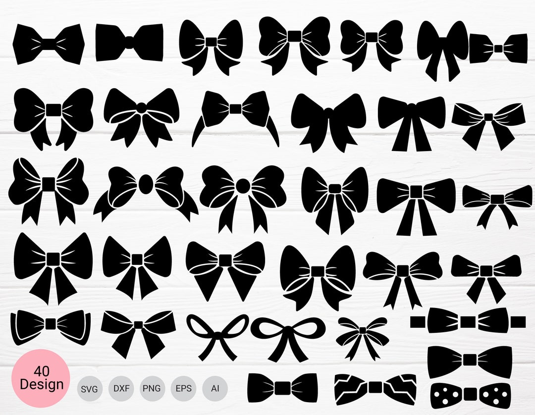 Bow Tie Ribbon SVG Bundle Bow Cut Files, Clipart SVG for Cut File Hand ...