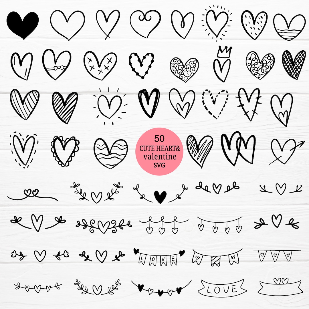 50 Heart Svg Bundle Cut File, Hearts Svg, Valentine Days Svg,heart ...