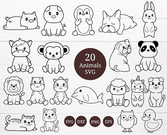 20 Animals Bundle SVG for Cut File Animal Hand Drawn | Etsy UK