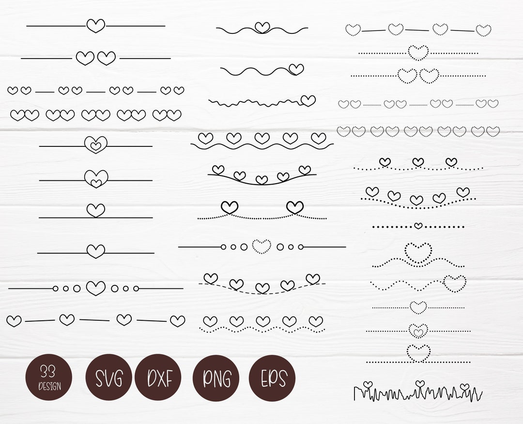 33 Heart Lines Bundle,svg Cut Files for Cricut,doodle Line,hand Drawn ...
