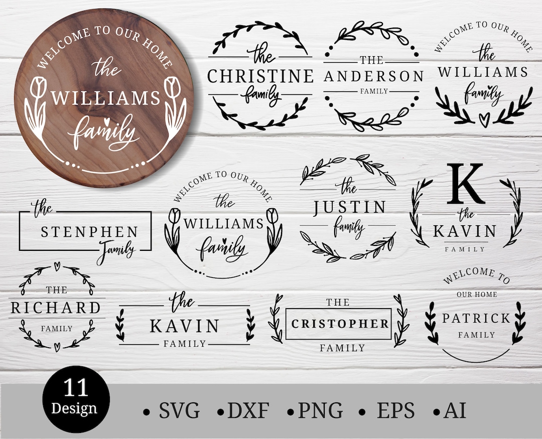 Family Last Name Svg for Cut File,farmhouse Wreath Svg,dxf,png,eps,ai ...