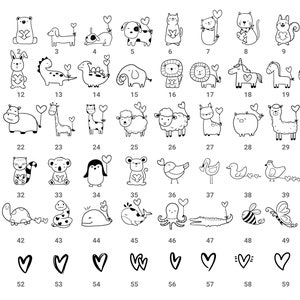 60 Animals With Valentine Bundle SVG for Cut File, Animal Hand Drawn ...