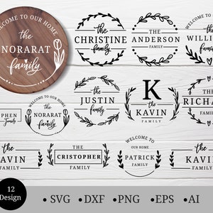 Family last name svg for cut filefarmhouse wreath | Etsy