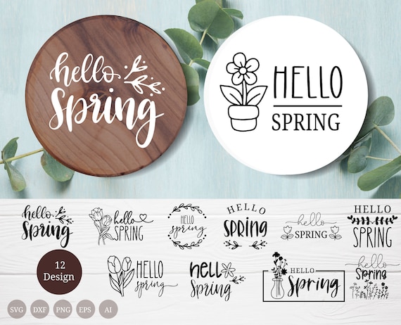 Hello Spring Svg Bundle for Cut Filefarmhouse Round Sign Svg | Etsy