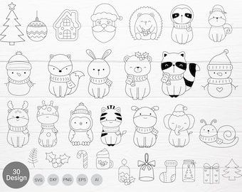 100 Christmas Bundle SVG for Cut File,christmas Tree,ornaments Doodle ...