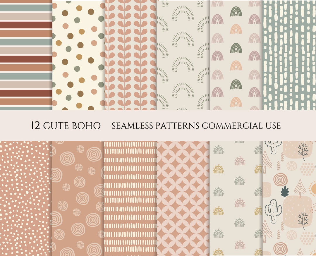 12 Boho Seamless Pattern,digital Papers, Scrapbook Paper, Clipart ...