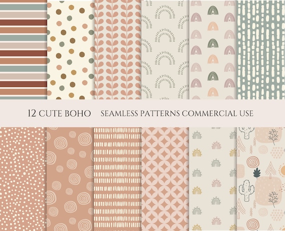 12 Boho Seamless Patterndigital Papers Scrapbook Paper - Etsy