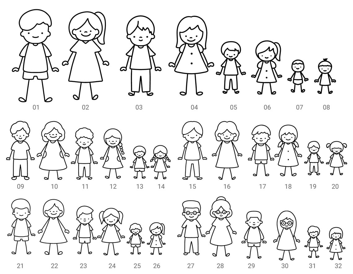 People Family Bundle for Cut File, Clip Art,hand Drawn Style,svg,dxf ...
