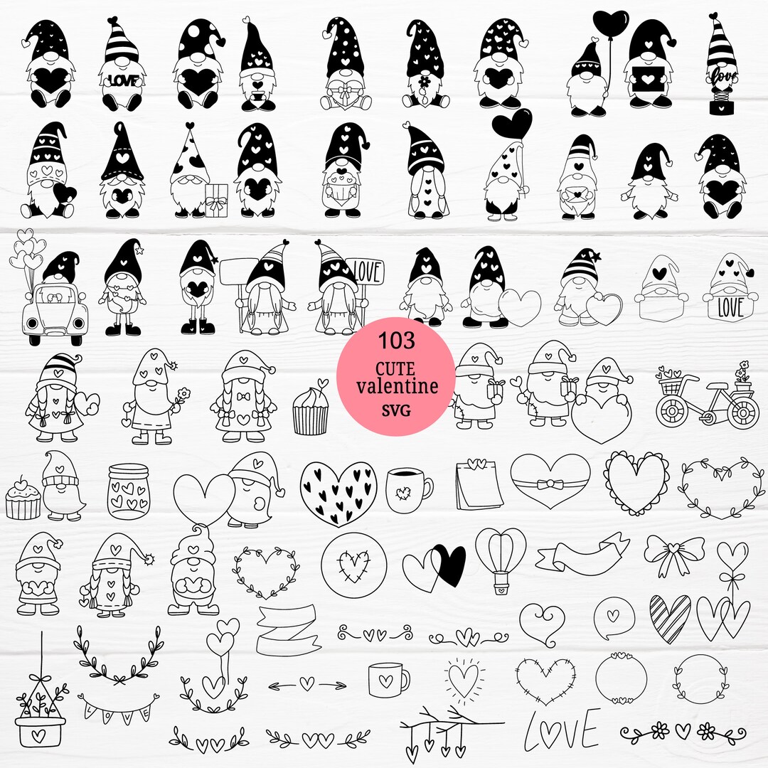 103 Gnome Valentine's Svg Love Svg Bundle for Cut File,love Svg Bundle ...
