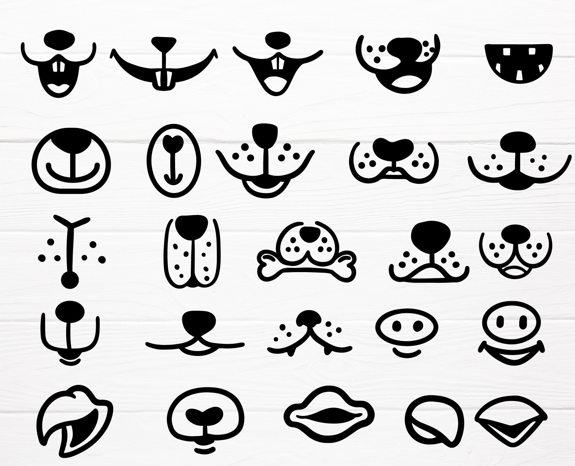 Cute Face Svg Bundle, Face Mask Svg, Mouth Animal Svg, Emoticon Face ...