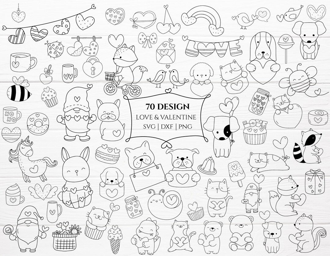 70 Valentine's Day Svg Bundle for Cut File,love, Cute Animal,element ...