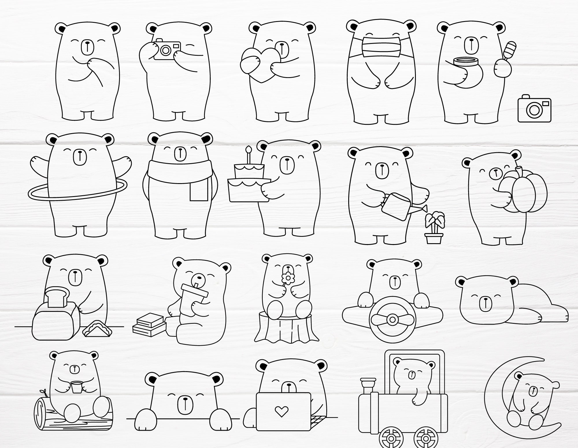 20 Bear Cartoon Bundle SVG for Cut File Animal Hand - Etsy Australia