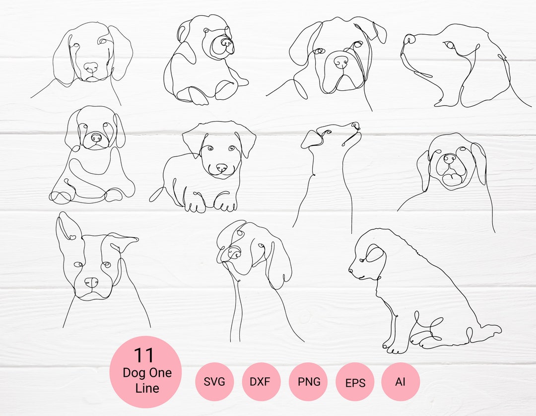 Dog One Line Svg Bundle for Cut File, Pet Shop, Cute Dog, Animal ...
