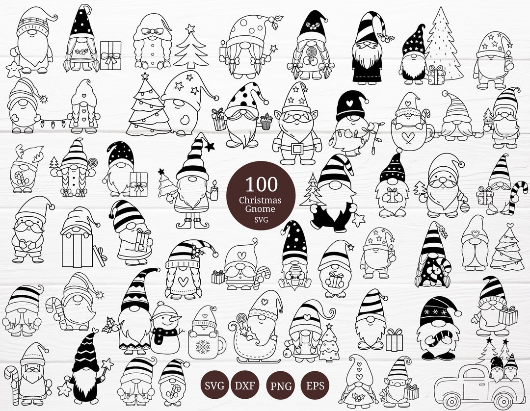 100 Christmas Gnome Bundle SVG for Cut File,christmas Doodle, Hand ...