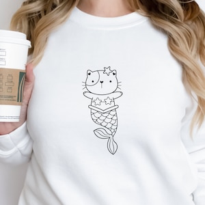 Mermaid Cat Bundle SVG Cut File,outline Line Art PNG Clipart, Digital ...