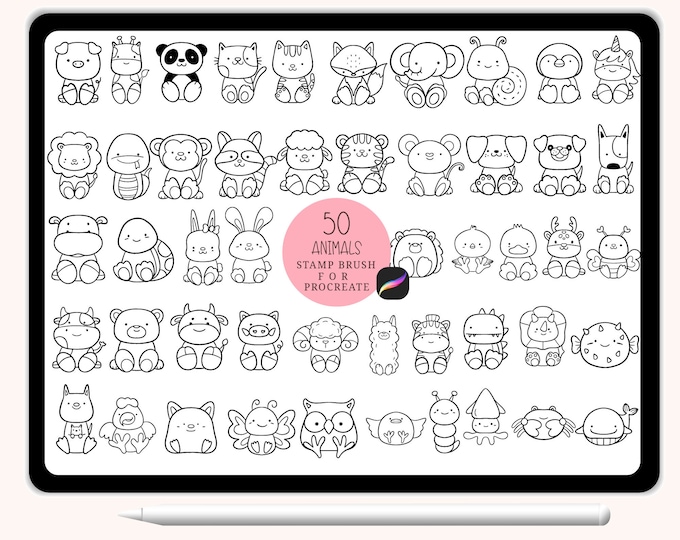 70 Cute Halloween Procreate Stamp Brushes Doodle and Hand Drawn Style ...