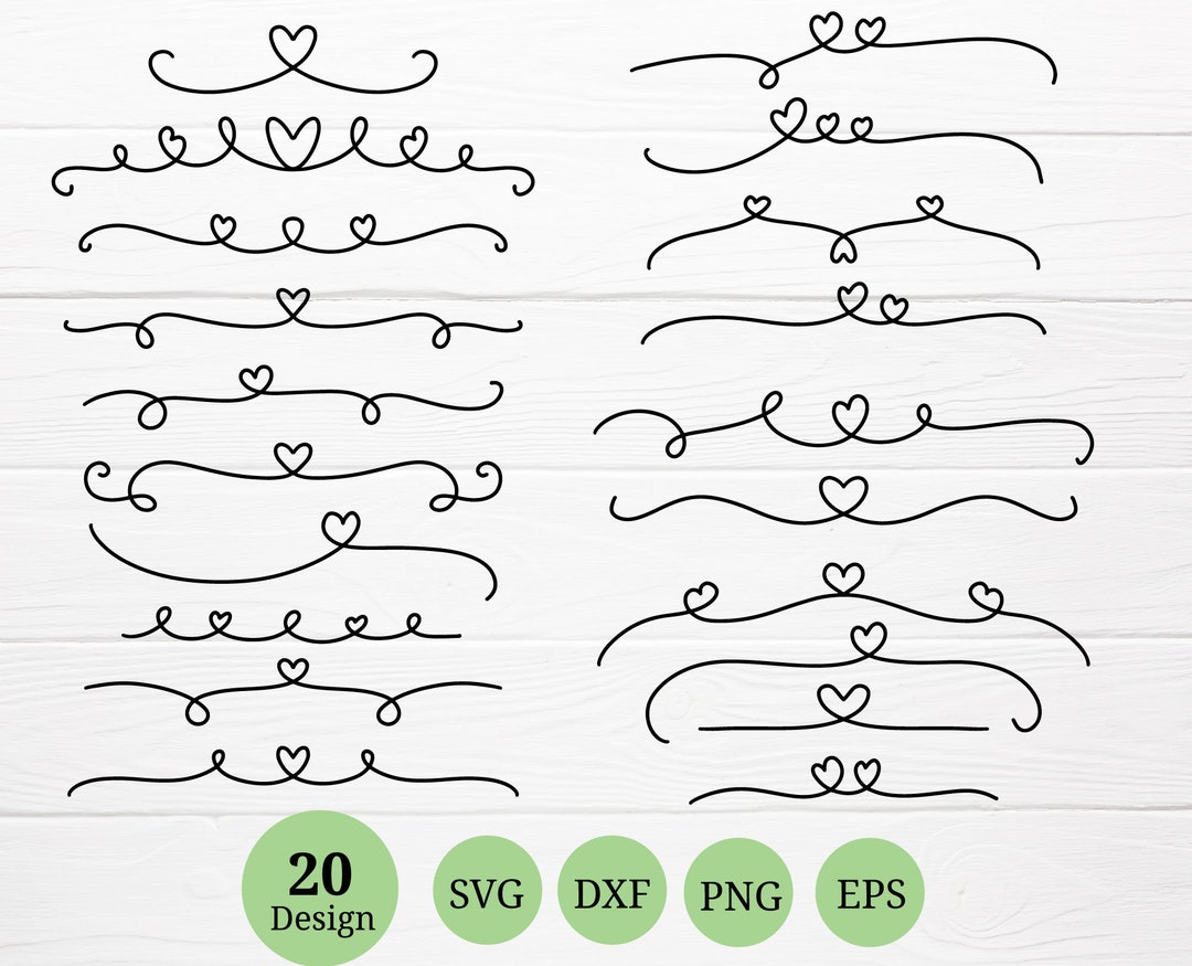 Heart Lines Bundle,svg for Cut Files for Cricut,doodle Line,hand Drawn ...