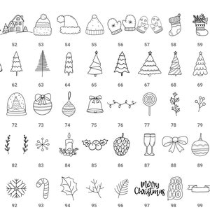 100 Christmas Procreate Stamps, Christmas Ornaments Doodle, Christmas ...