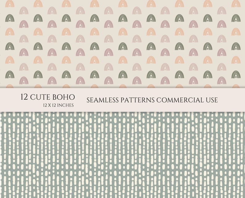 12 Boho Seamless Pattern,digital Papers, Scrapbook Paper, Clipart ...