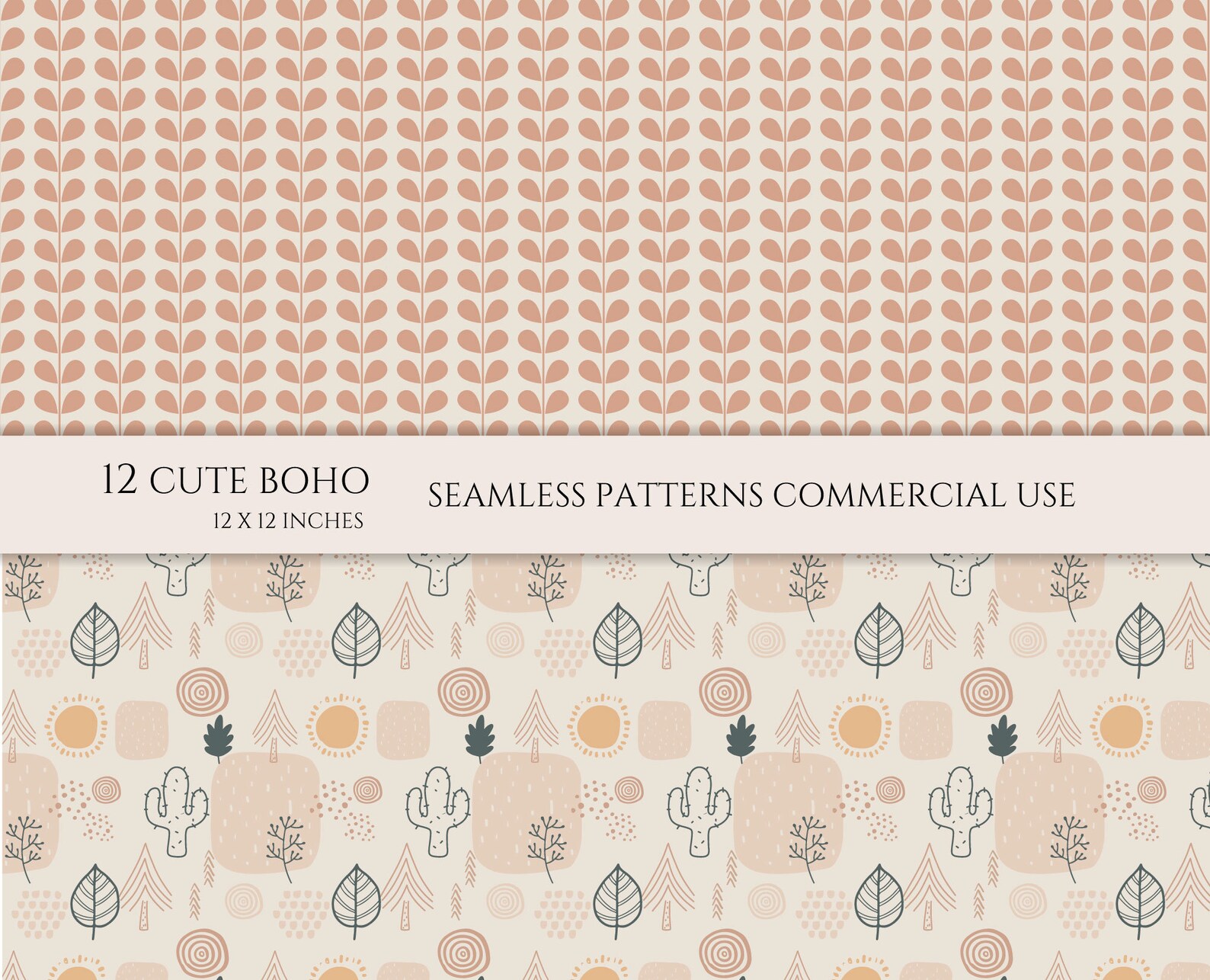 12 Boho Seamless Patterndigital Papers Scrapbook Paper - Etsy