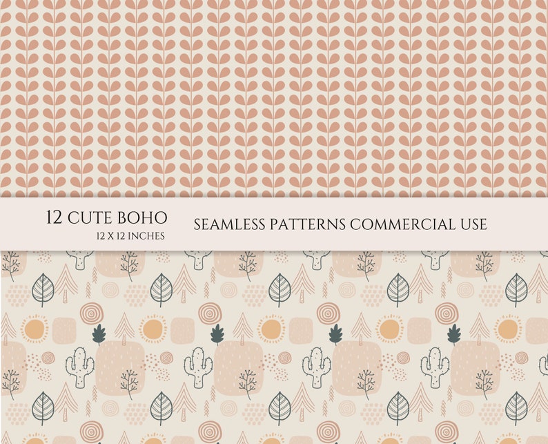12 Boho Seamless Pattern,digital Papers, Scrapbook Paper, Clipart ...