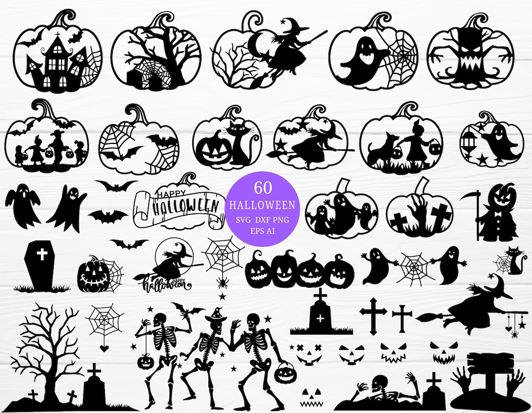 60 Halloween Pumpkin Bundle Svg Cut File Pumpkins Halloween Pumpkin ...