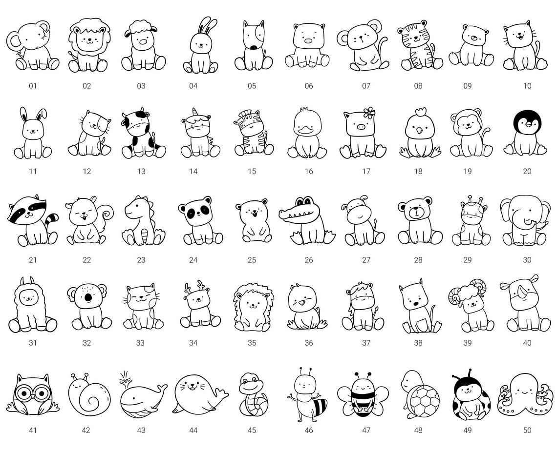 50 Animals Bundle SVG for Cut File Animal Hand Drawn - Etsy