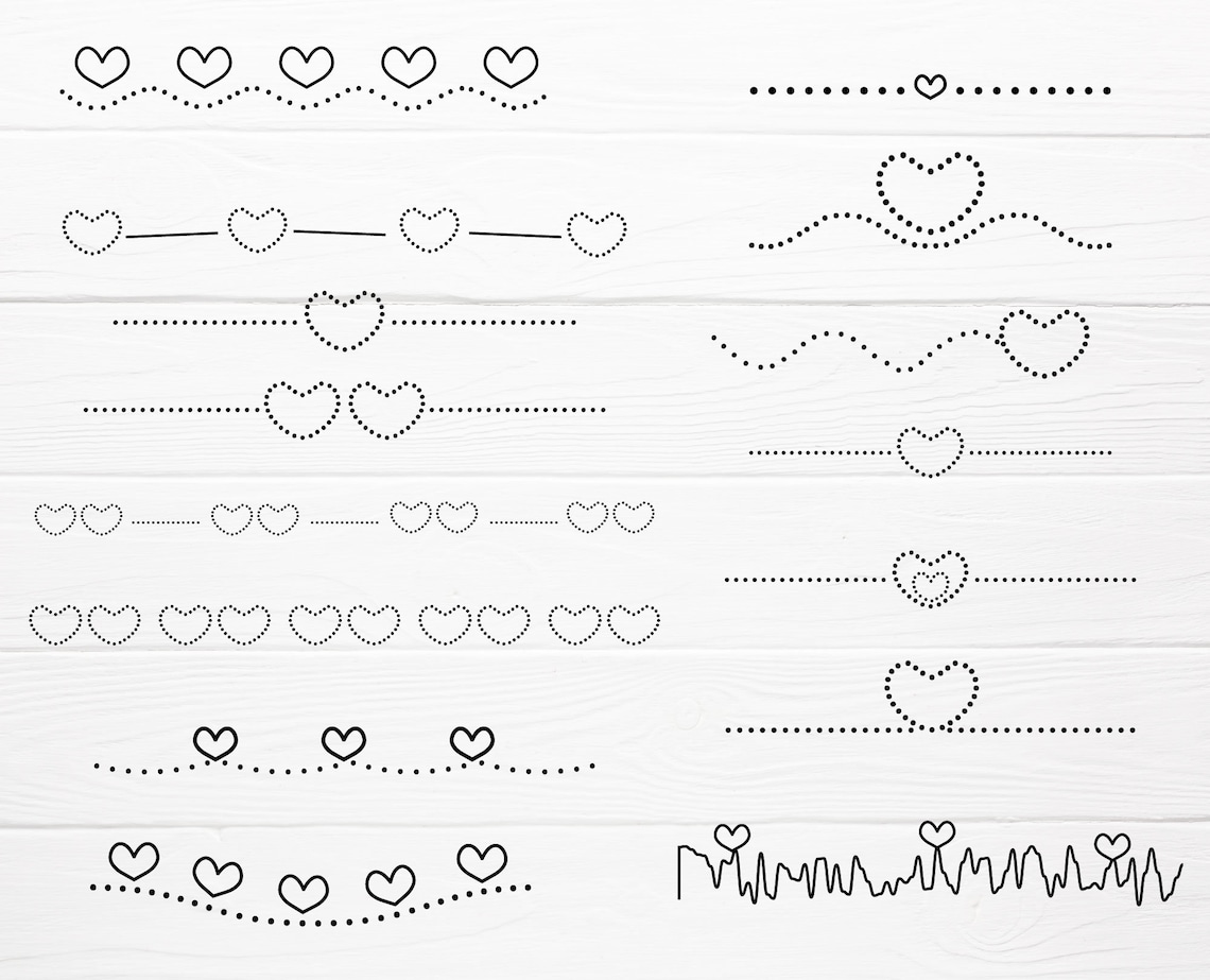 33 Heart Lines Bundle,svg Cut Files for Cricut,doodle Line,hand Drawn ...