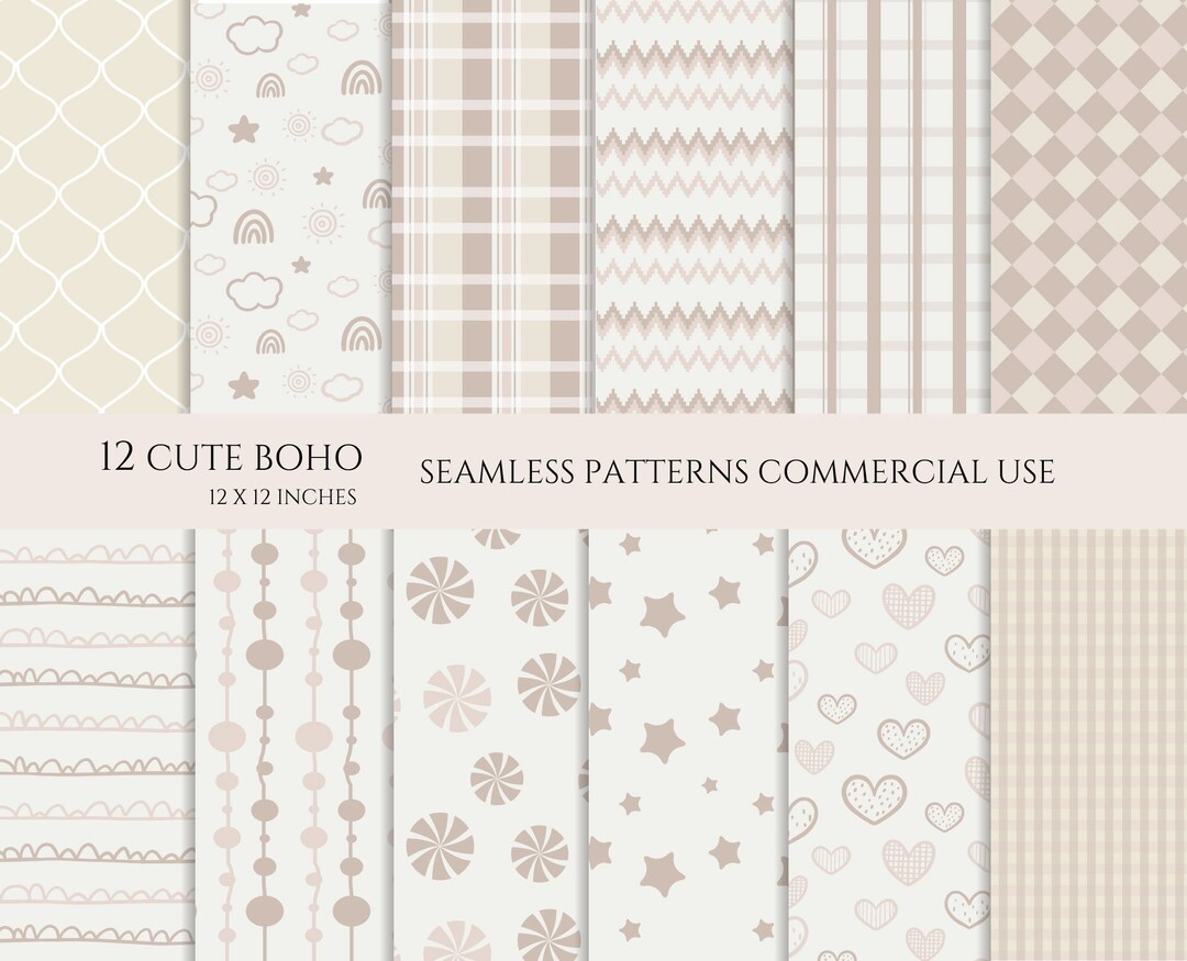 12 Boho Seamless Pattern,digital Papers, Scrapbook Paper, Rainbow ...