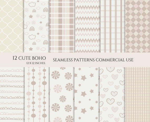 12 Boho Seamless Patterndigital Papers Scrapbook Paper - Etsy