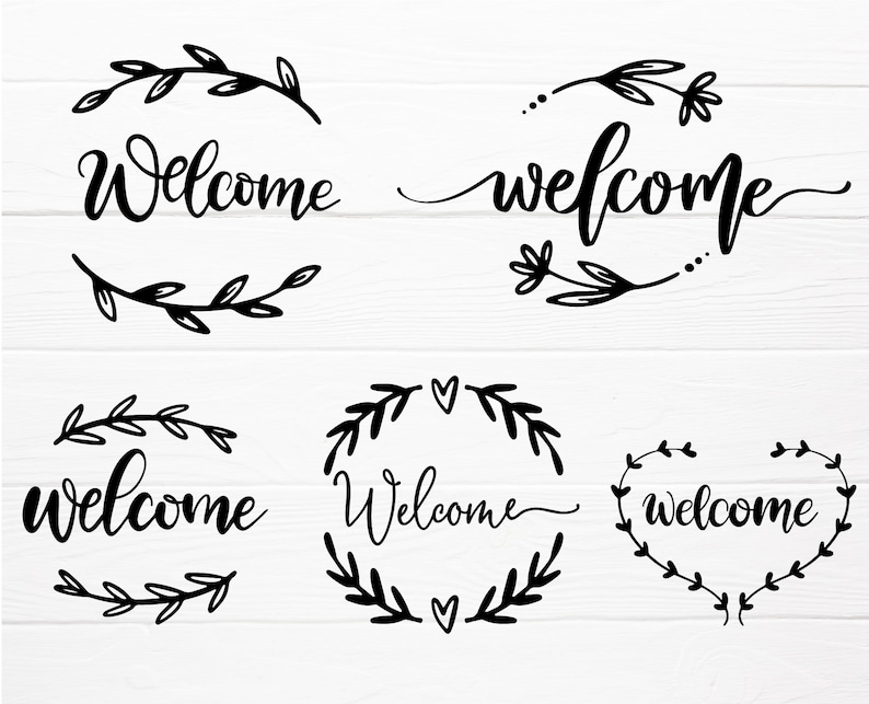 Welcome With Laurel Wreaths Svg for Cut Filedxfpngepsai - Etsy Canada