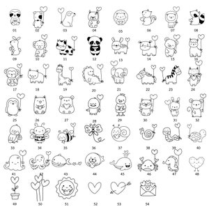 54 Animals With Valentine Bundle SVG for Cut File, Animal Hand Drawn ...