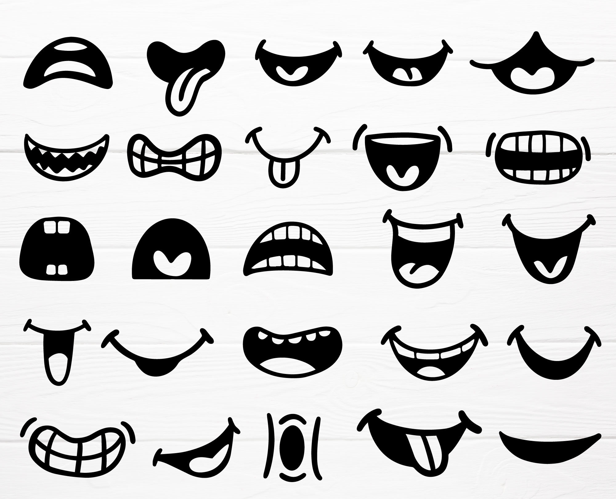 Cute Face Svg Bundle, Face Mask Svg, Mouth Animal Svg, Emoticon Face ...