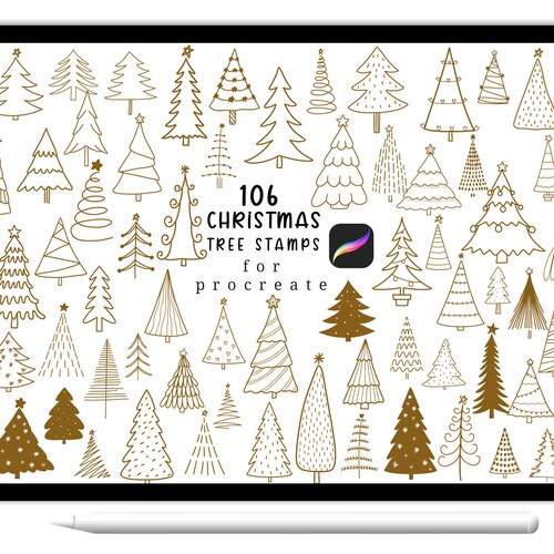100 Christmas Procreate Stamps Christmas Ornaments Doodle - Etsy
