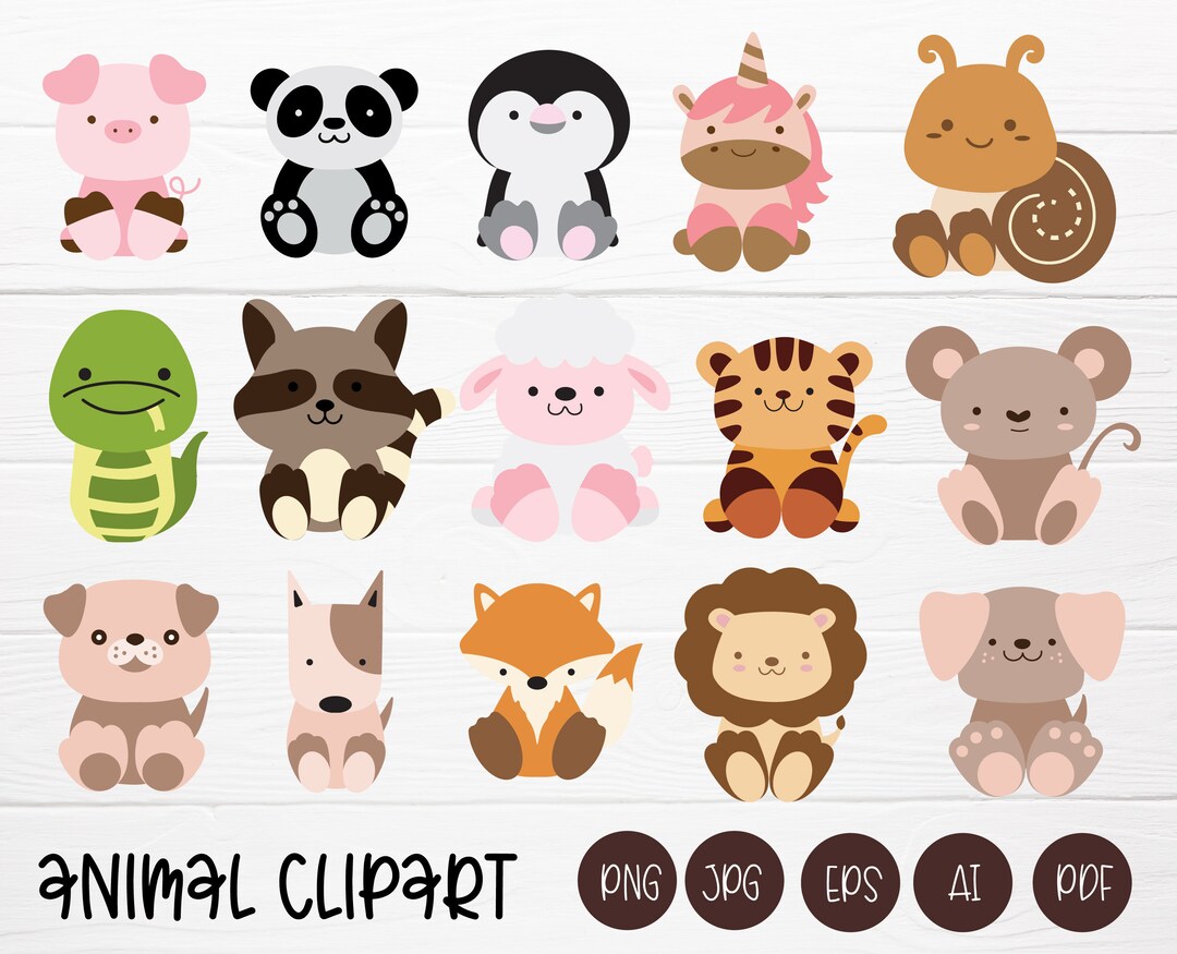 Animals Cartoon Clipart, Kawaii Animals Png,jpg,pdf, Color, Pet ...