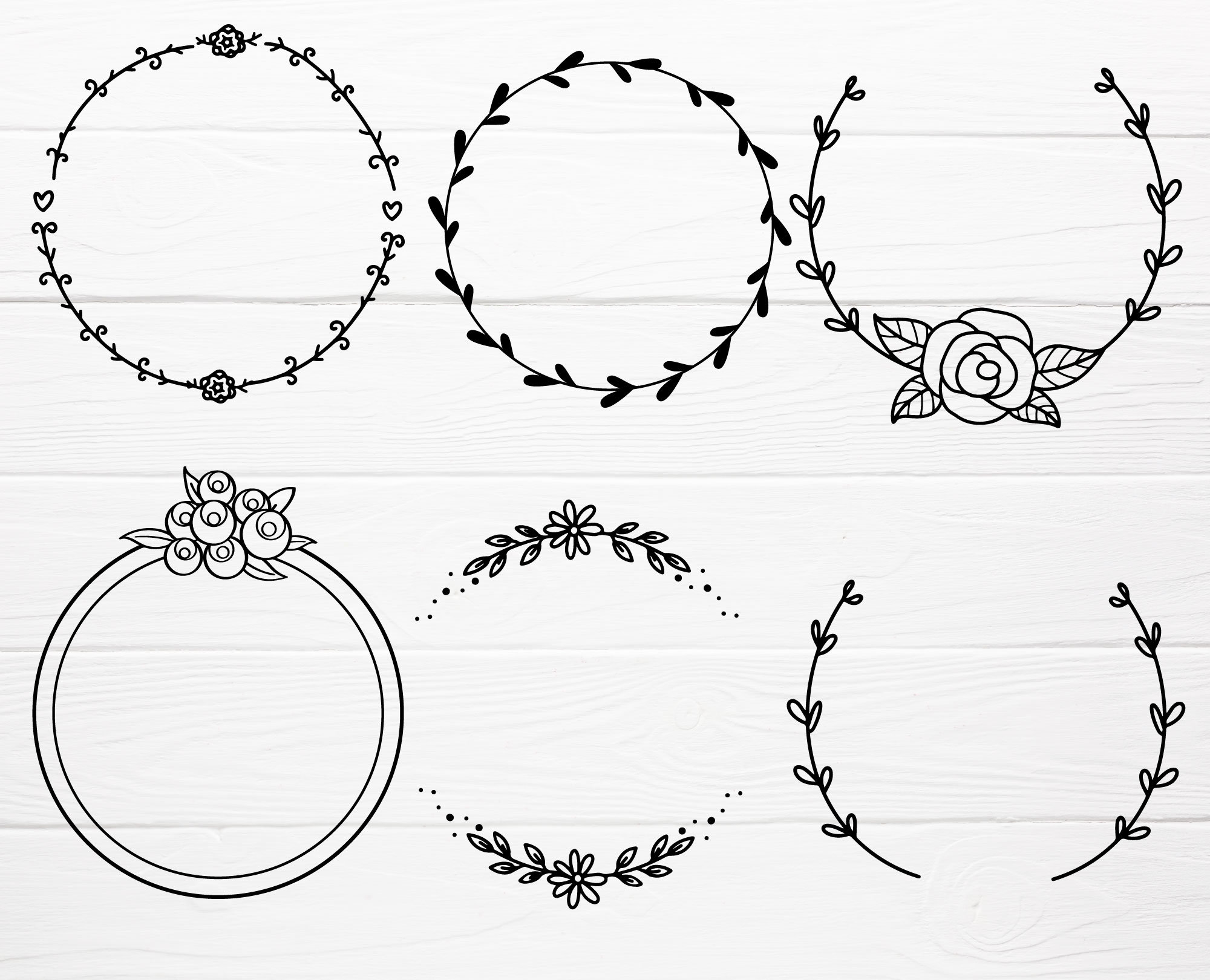 50 SVG Laurel Wreaths Bundle for Cut File,circle Border Wreath Svg ...