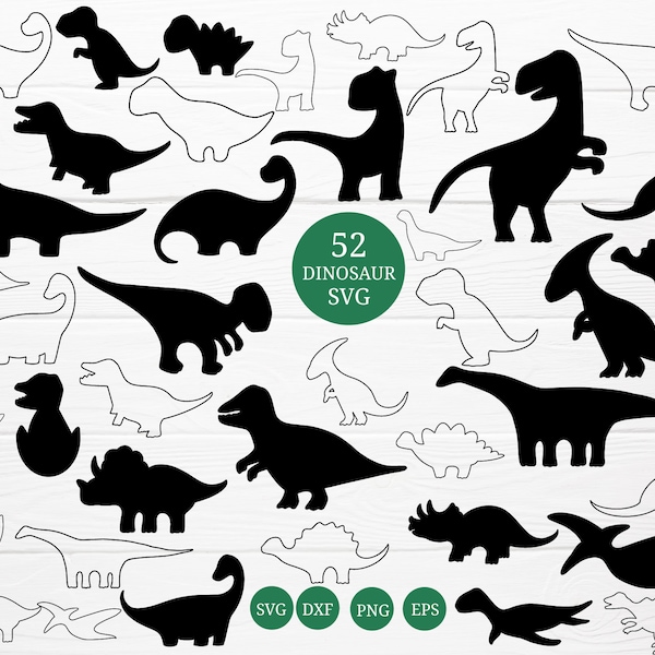 Dinosaur Outline Svg - Etsy