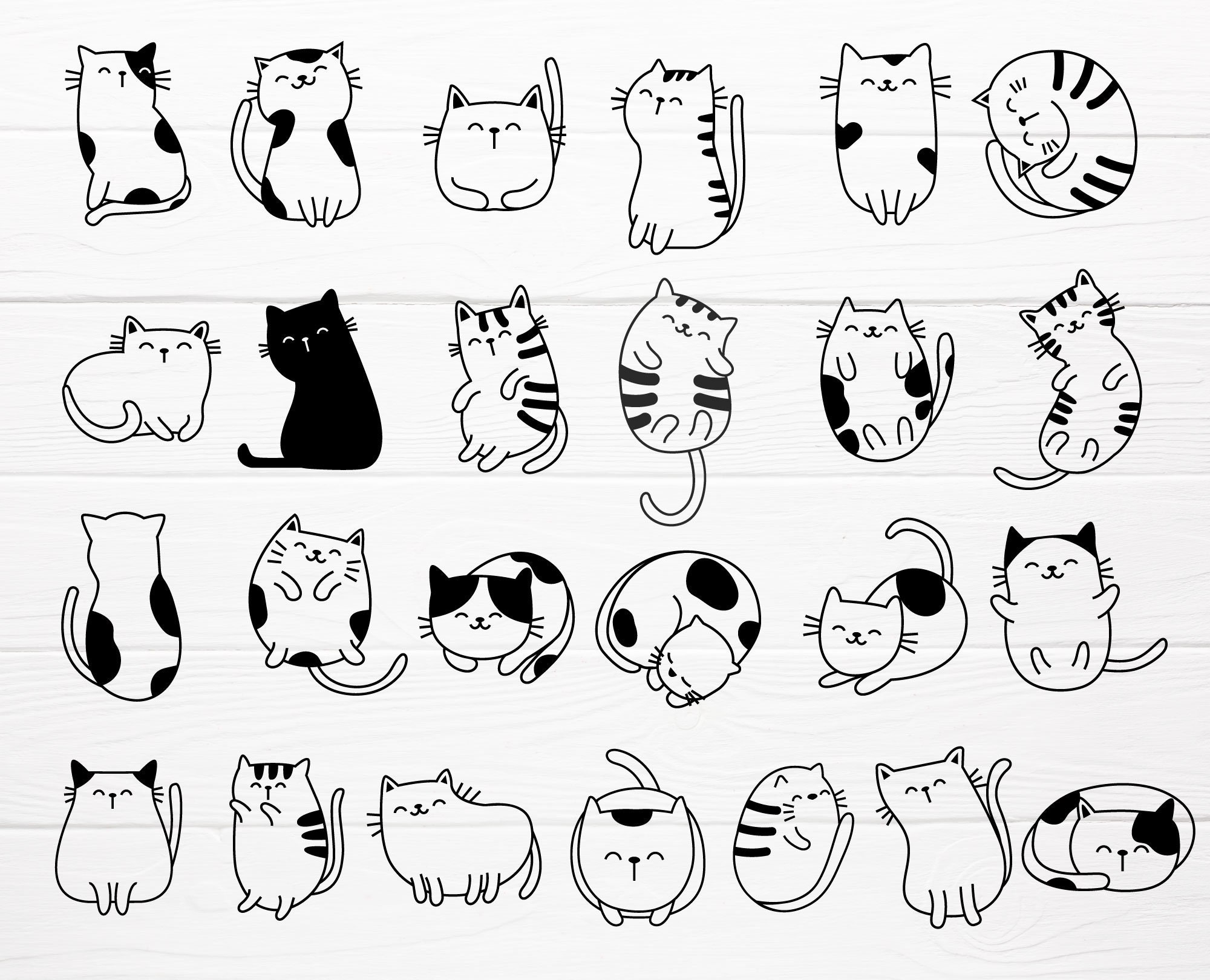 25 Cat Cartoon Bundle SVG for Cut File Animal Hand - Etsy UK