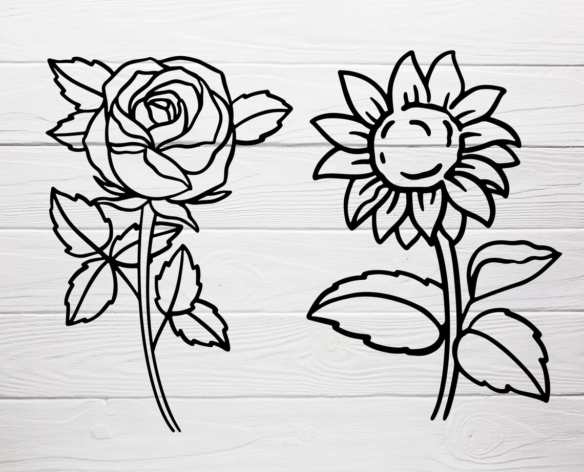 Flower SVG Cut Files Rose Svg File Bouquet Svg Floral Svg | Etsy