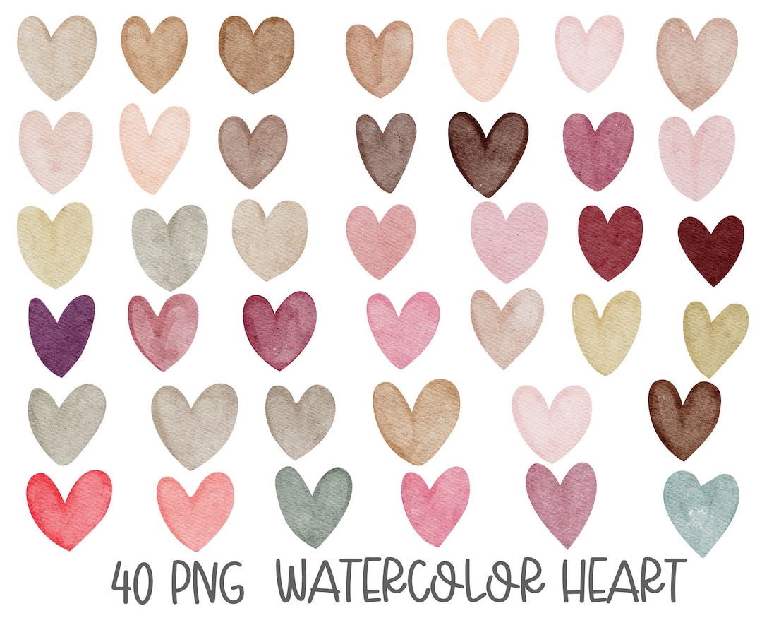 Watercolor Heart Bundle for Valentine, Clip Art,png File - Etsy
