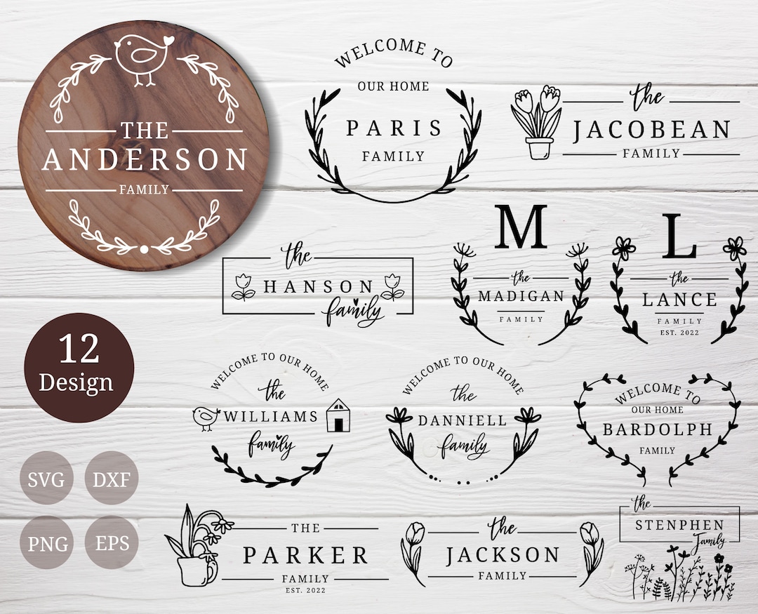 Family Last Name Svg for Cut File,farmhouse Wreath Svg,dxf,png,eps,ai ...