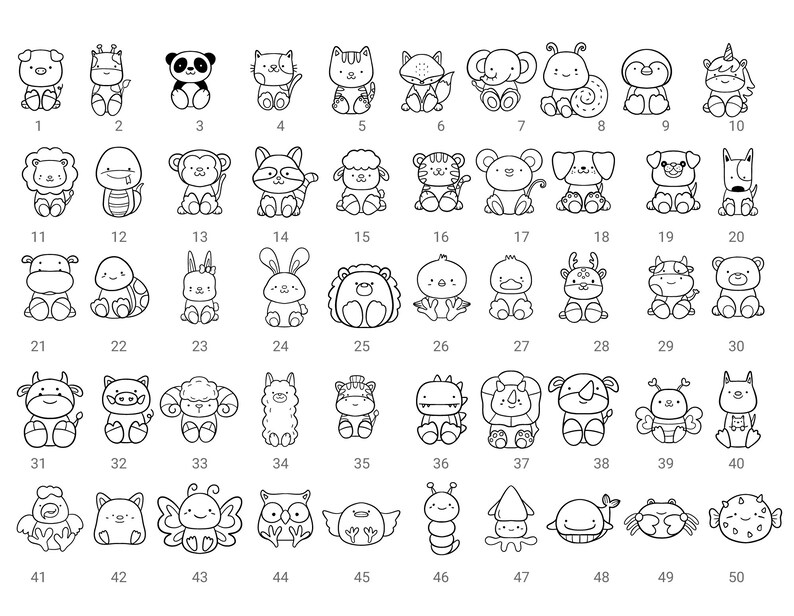 50 Animals Bundle SVG for Cut File, Animal Hand Drawn Style,svg,dxf,png ...