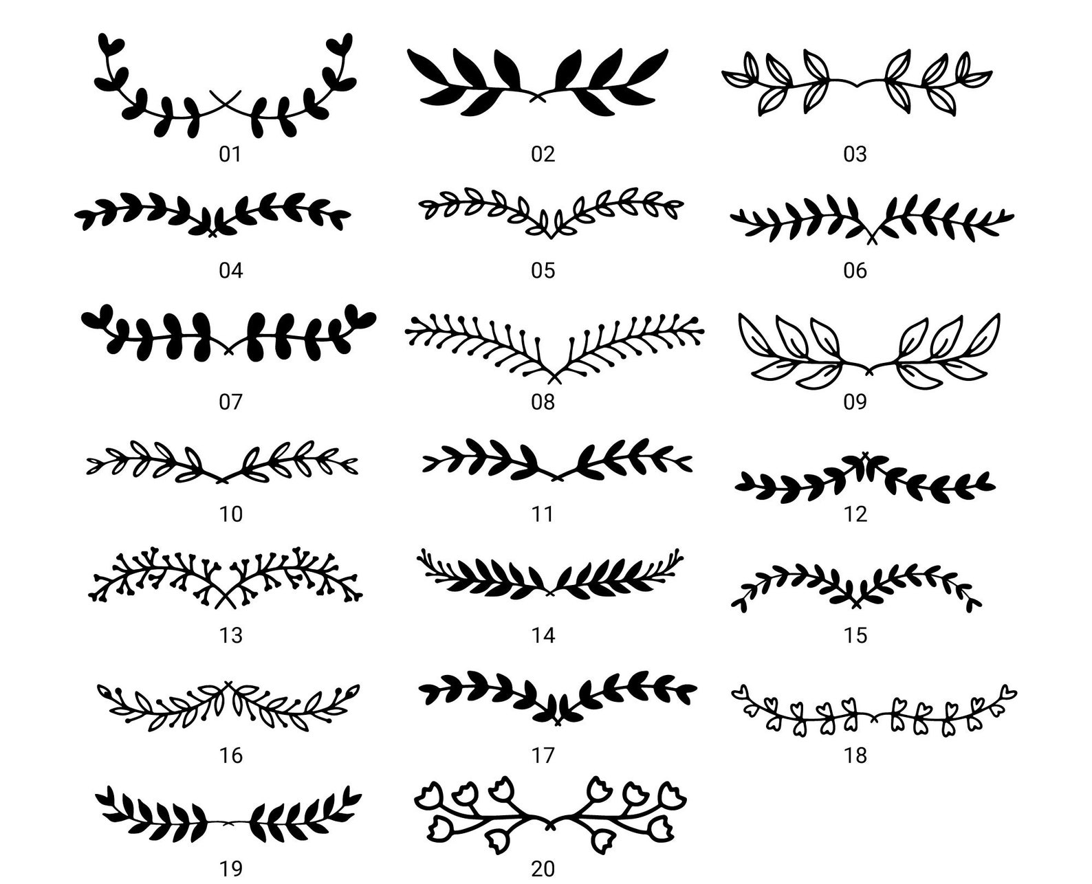 Leaf Border Svg Bundle for Cut File ,decorative Border Svg, Leaves Svg ...