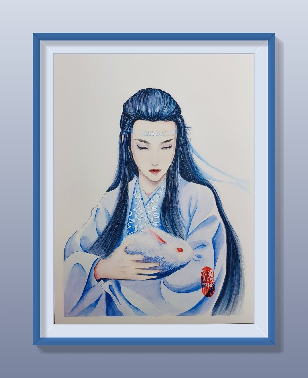 100% Hand Painted Gu Feng Watercolor Painting : the Untamed - Lan Zhan ...