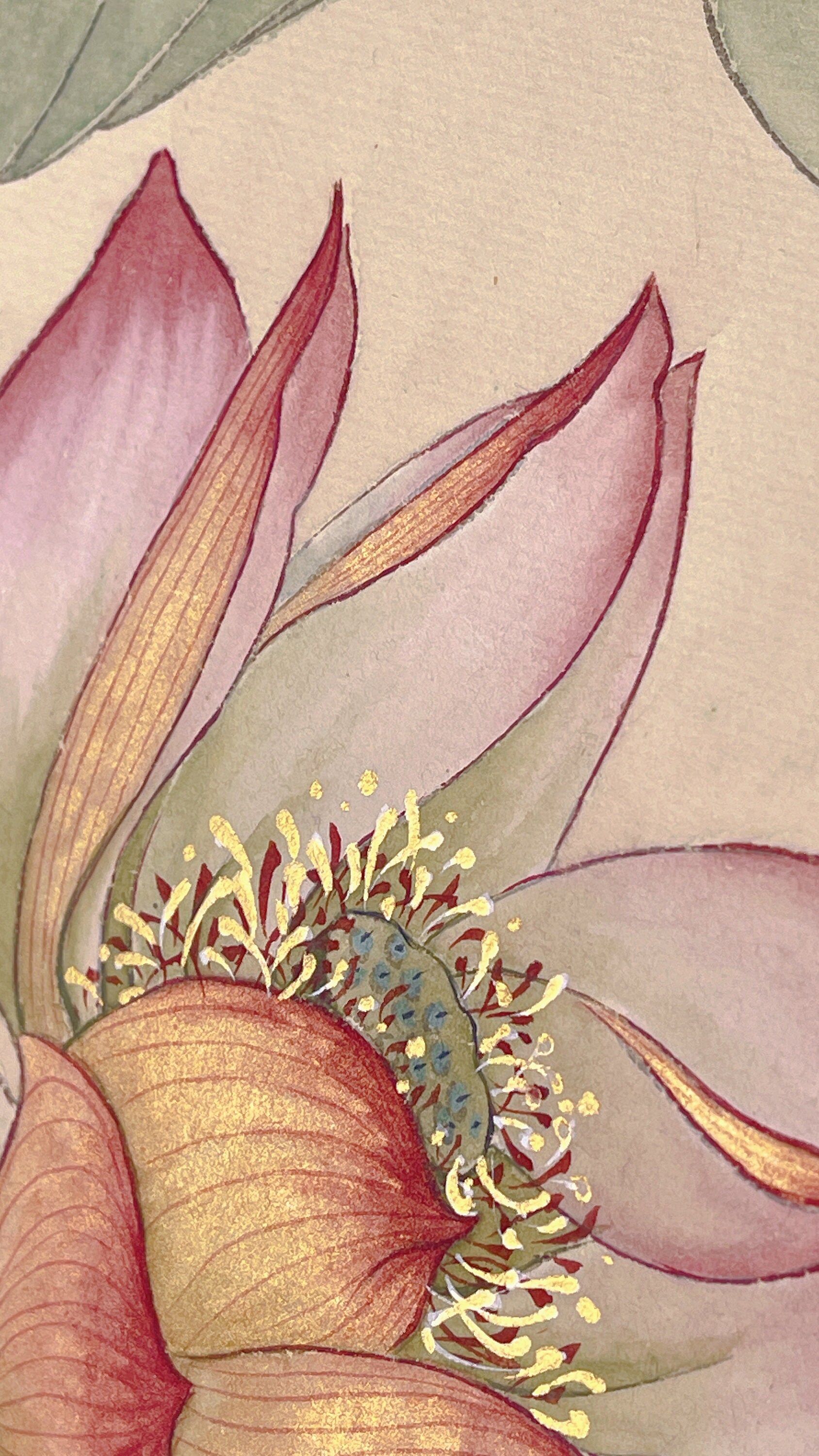 Original Lotus Flower Painting, Silver&gold Glitter Infused,20x30 Cm ...