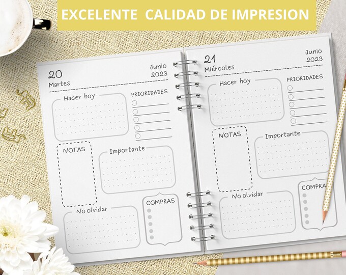 Printable Agenda 2023 Daily PDF Files to Print Planner Organizer in ...