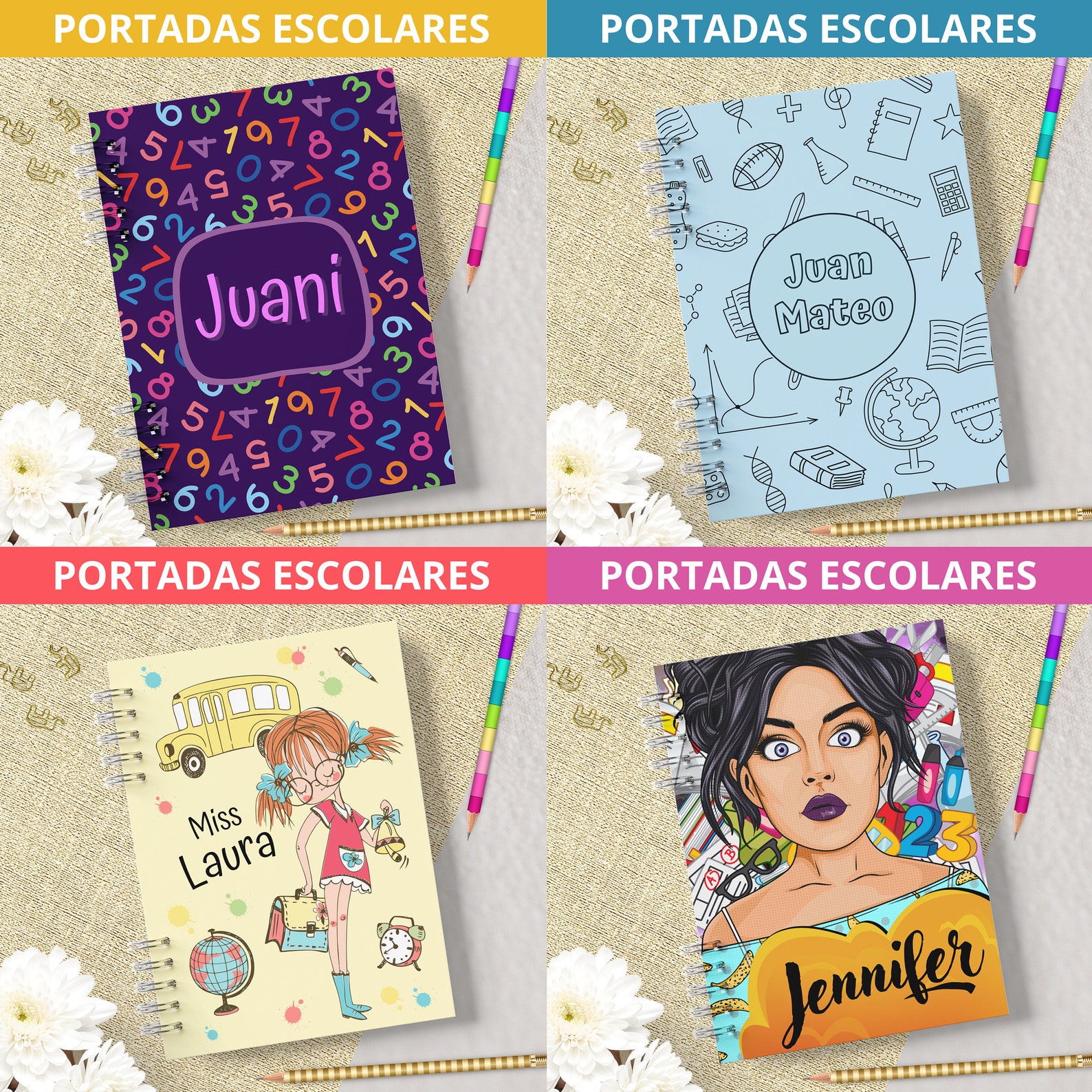 Portadas Escolares Imprimibles para Agendas y Cuadernos para Maestros y ...