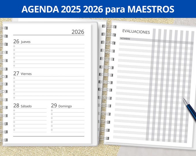 Agenda Escolar 2025 2026 para maestros para imprimir - Asistencia ...